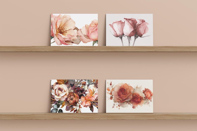Four Unfolded Postcards Mockup (horizontal DIN A, ISO 2016), One-sided ...