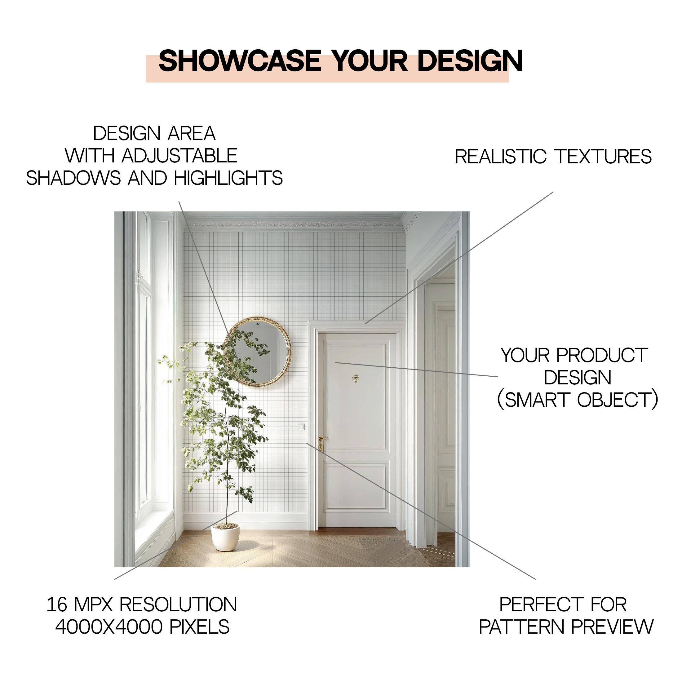 Blank Accent Wall Pattern Mock-up, Room Wallpaper Mockup (photoshop PSD ...