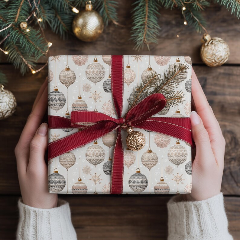 Digital Christmas Wrapping Paper Mockup | Vintage Gift Box in Female ...