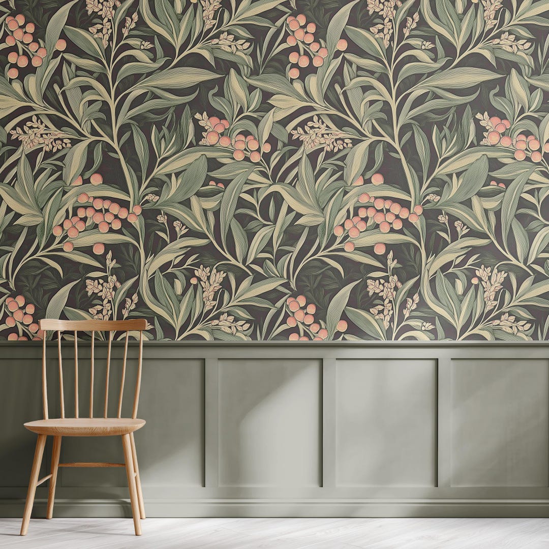 Cottagecore Wallpaper Mockup, Blank Wall Seamless Surface Pattern Mock ...