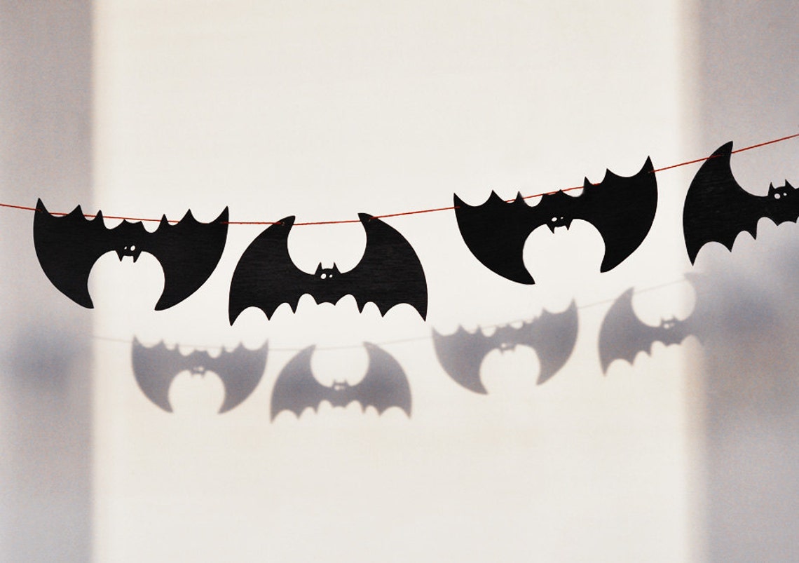 Halloween Bat Garland Rustic Halloween Decor Halloween - Etsy