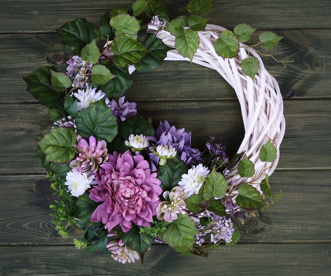 Dahlien-Efeukranz Haustürkranz Herbst Blumenkranz Blumenkranz - Etsy ...