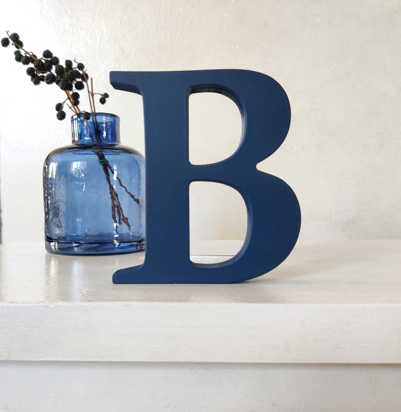 Wooden Letter Monogram Free Standing Shelf Accent Housewarming or ...