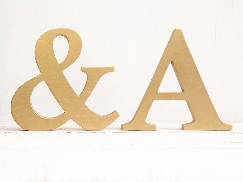 Wooden Initials Freestanding Letters Gold Name Letters - Etsy