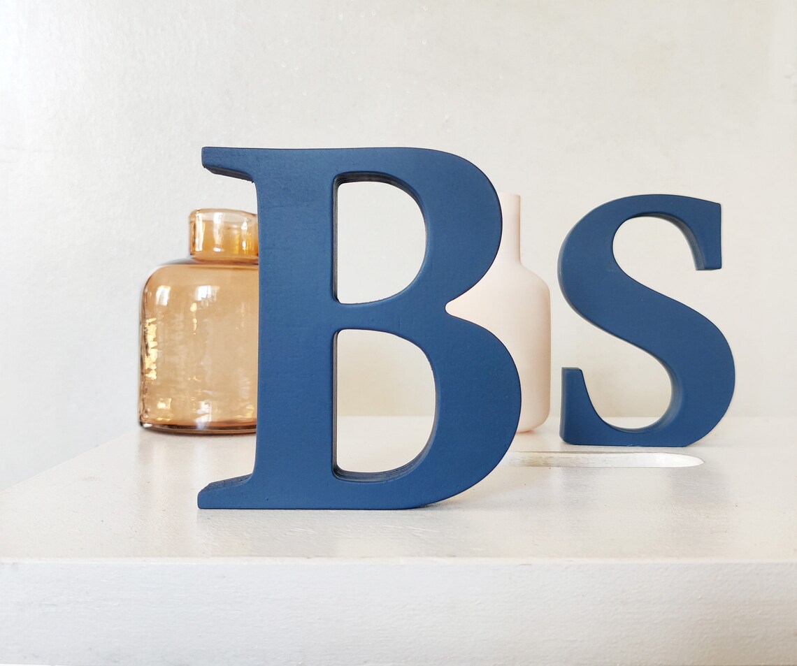 Wooden Letter Monogram Free Standing Shelf Accent Housewarming or ...