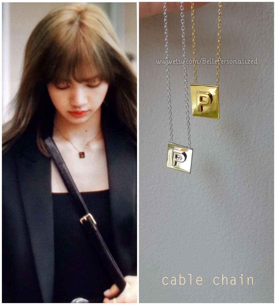 Lisa BlackPink Necklace-Custom initial Name Necklace-Your Name | Etsy