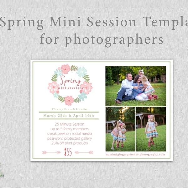 Spring Mini Session Template, Mini Session Flyer, Photography Marketing ...