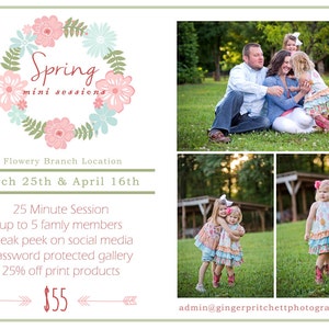Spring Mini Session Template, Mini Session Flyer, Photography Marketing ...