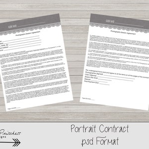 Photography Contract, Model Release, Portrait Session Contract Template ...