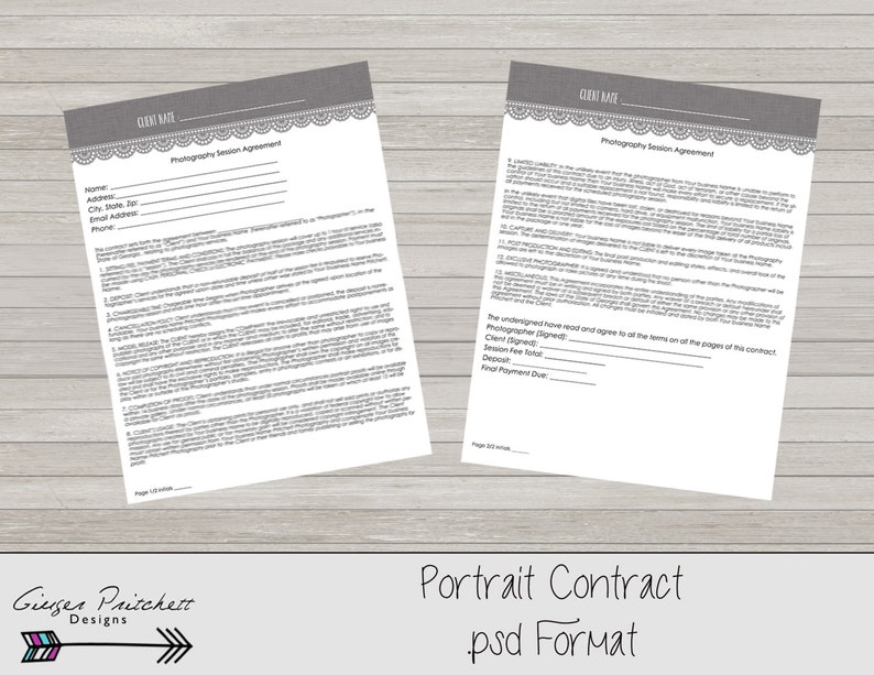 Photography Contract, Model Release, Portrait Session Contract Template- Instant Download - Etsy