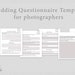 Wedding Photography Questionnaire for Photographers - INSTANT DOWNLOAD ...