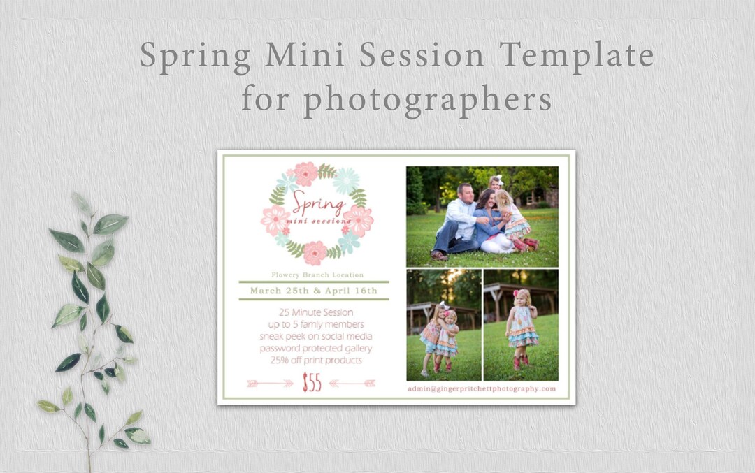 Spring Mini Session Template, Mini Session Flyer, Photography Marketing ...