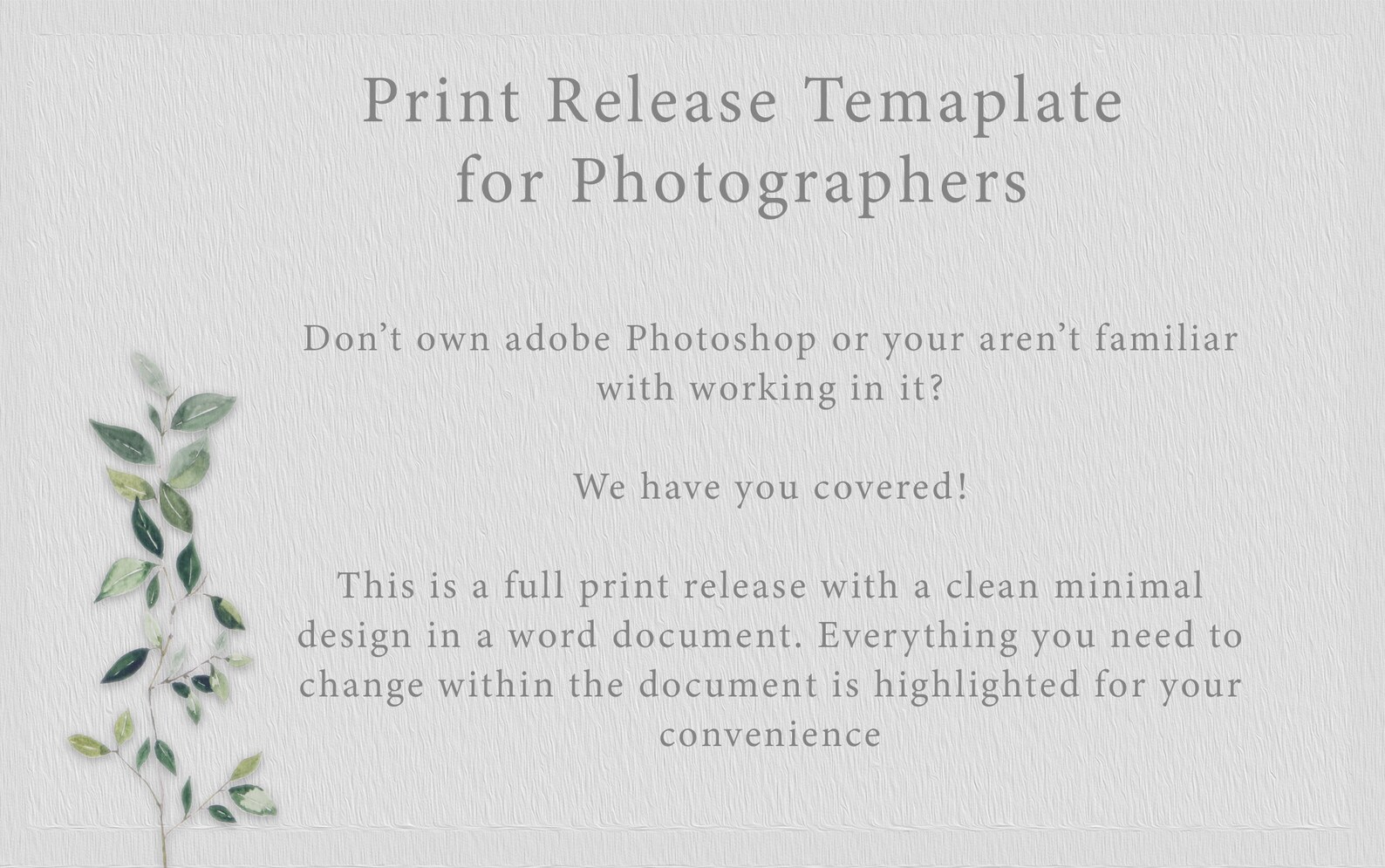 Photography Print Release Template, Photographer Form Template ...