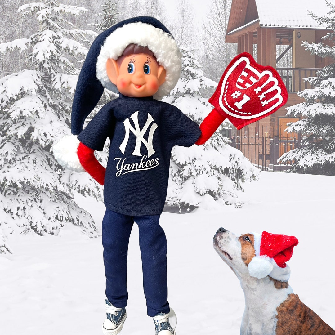 Yankees Elf Baseball Shirt and Mitt Fan Hand for 12 Inch Christmas Elf ...