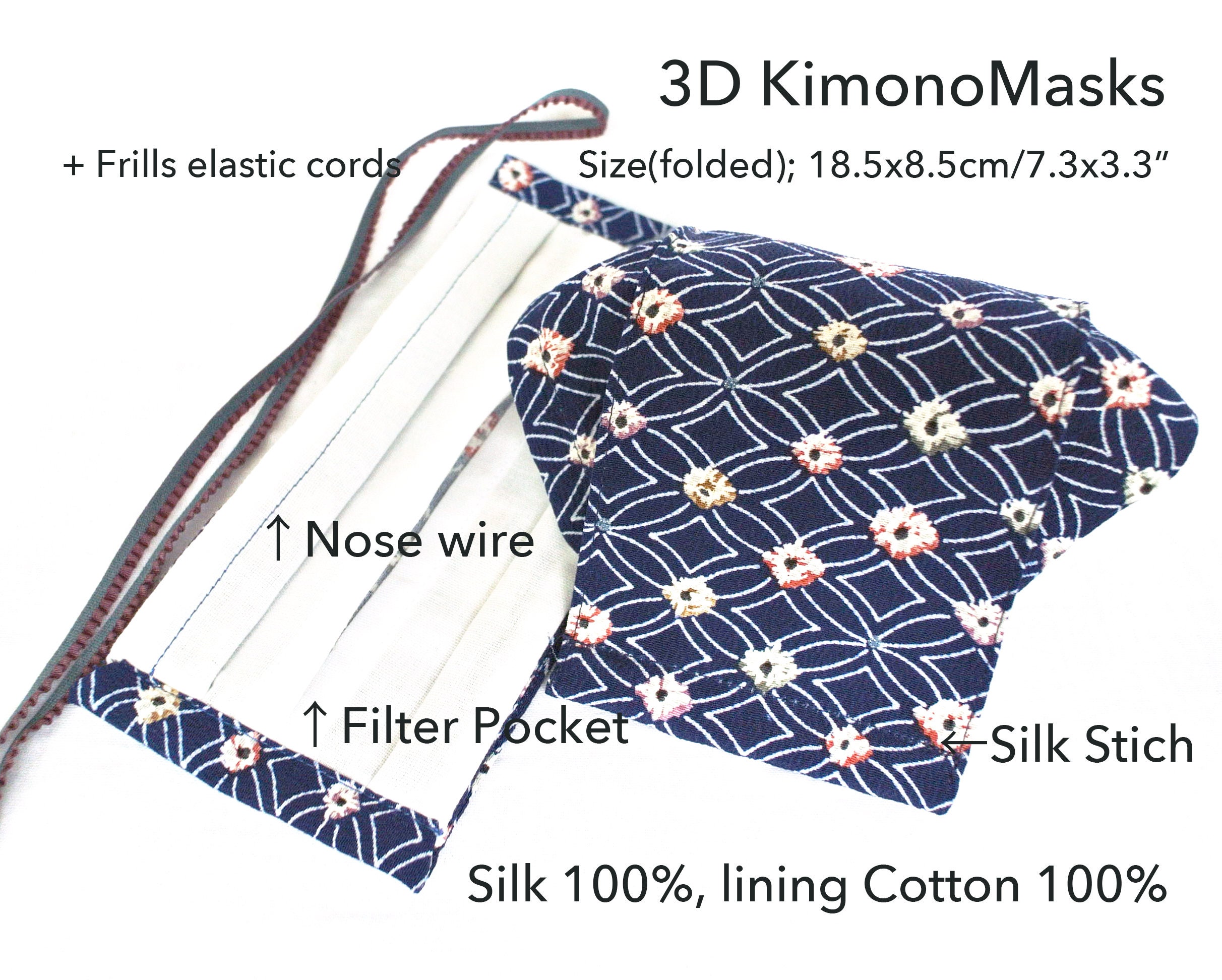 High end Tokyo Yuzen zome 3D Kimono masks crepe Silk 100% | Etsy