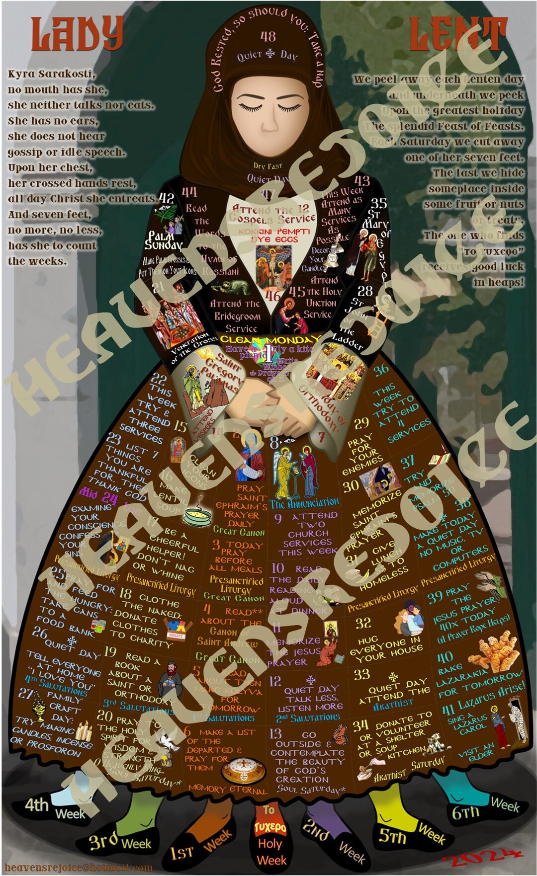 DIGITAL FILE ONLY 2024 Kyra Sarakosti Lady Lent Orthodox Christian ...