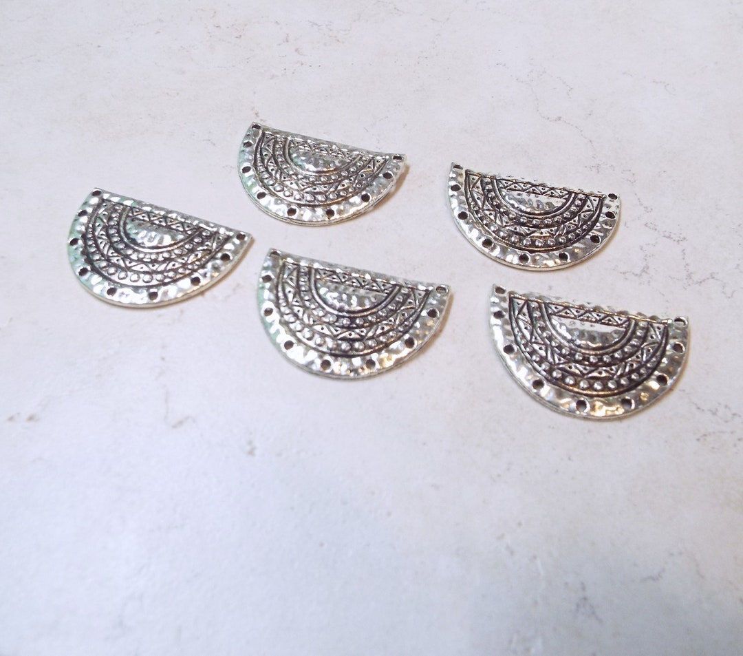 Silver Plated Shield Connectors 9 Hole Set of 5 - 35mm X 24mm Tribal - Etsy