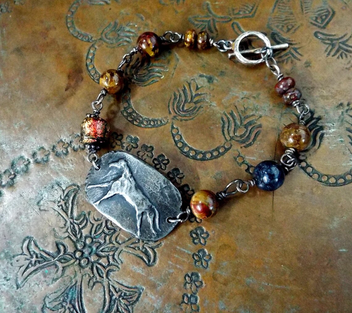 Sterling Silver Inviciti Pewter Horse and Ruby Basha Bead | Etsy