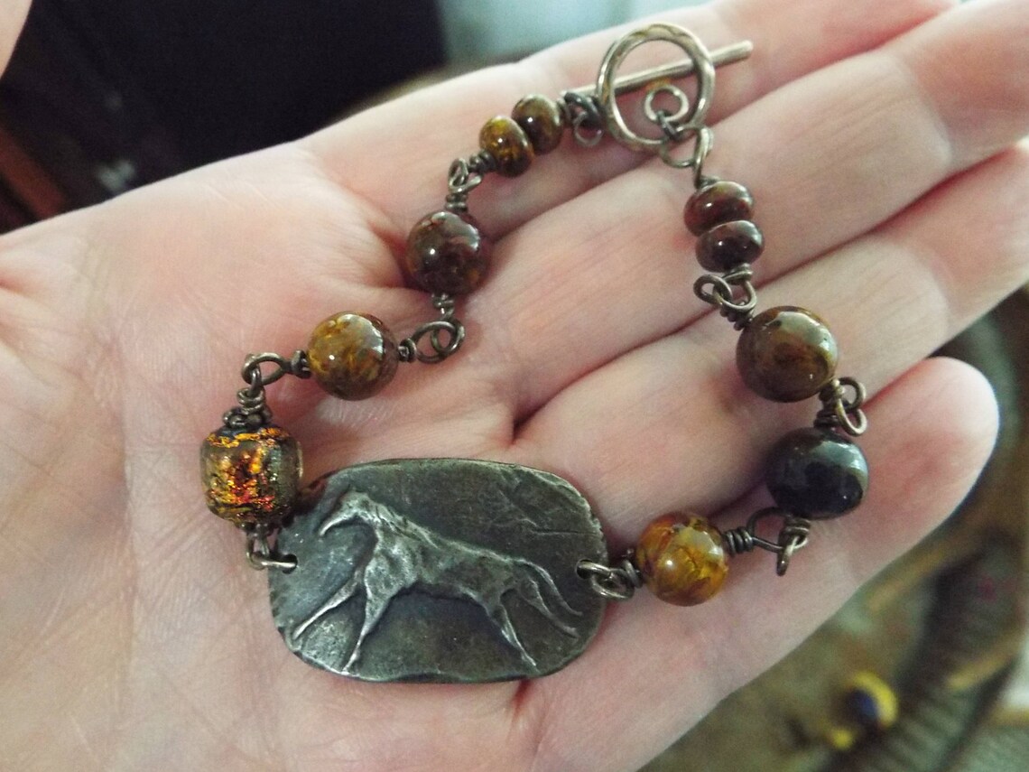 Sterling Silver Inviciti Pewter Horse and Ruby Basha Bead | Etsy