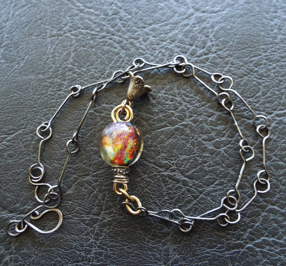 Basha Bead Artisan Necklace Mixed Metal Handmade Sterling Silver Chain ...