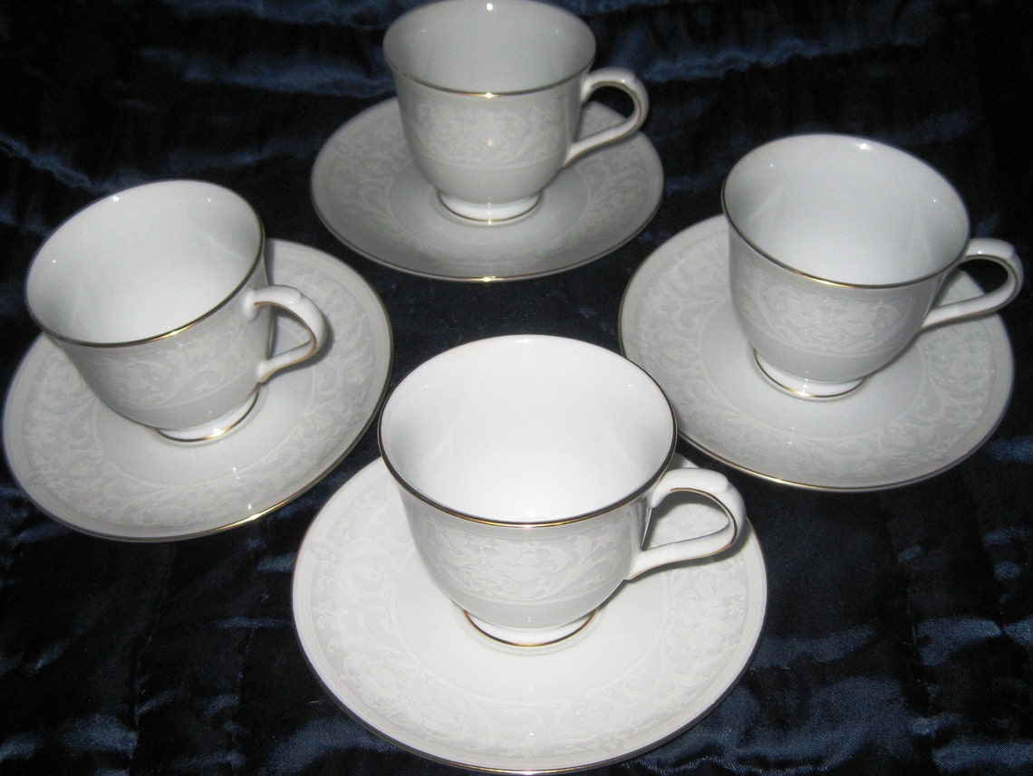 Nikko White Lace Cup and Saucer MINT Condition: 3 Sets - Etsy