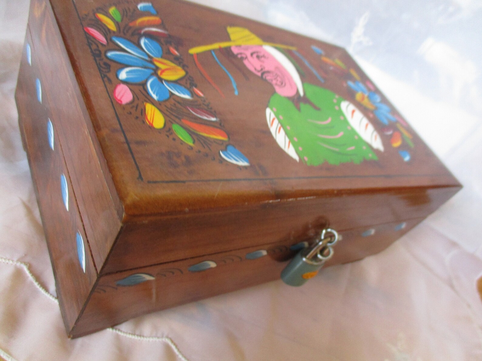 Cultural Painted Wooden Treasure Box Happy Man Painted Box - Etsy