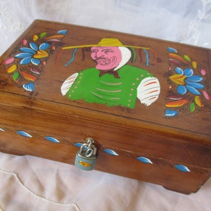 Cultural Painted Wooden Treasure Box Happy Man Painted Box - Etsy