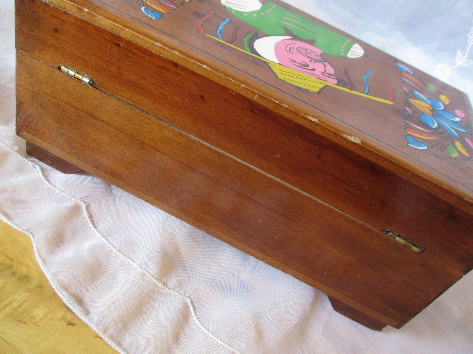 Cultural Painted Wooden Treasure Box Happy Man Painted Box - Etsy