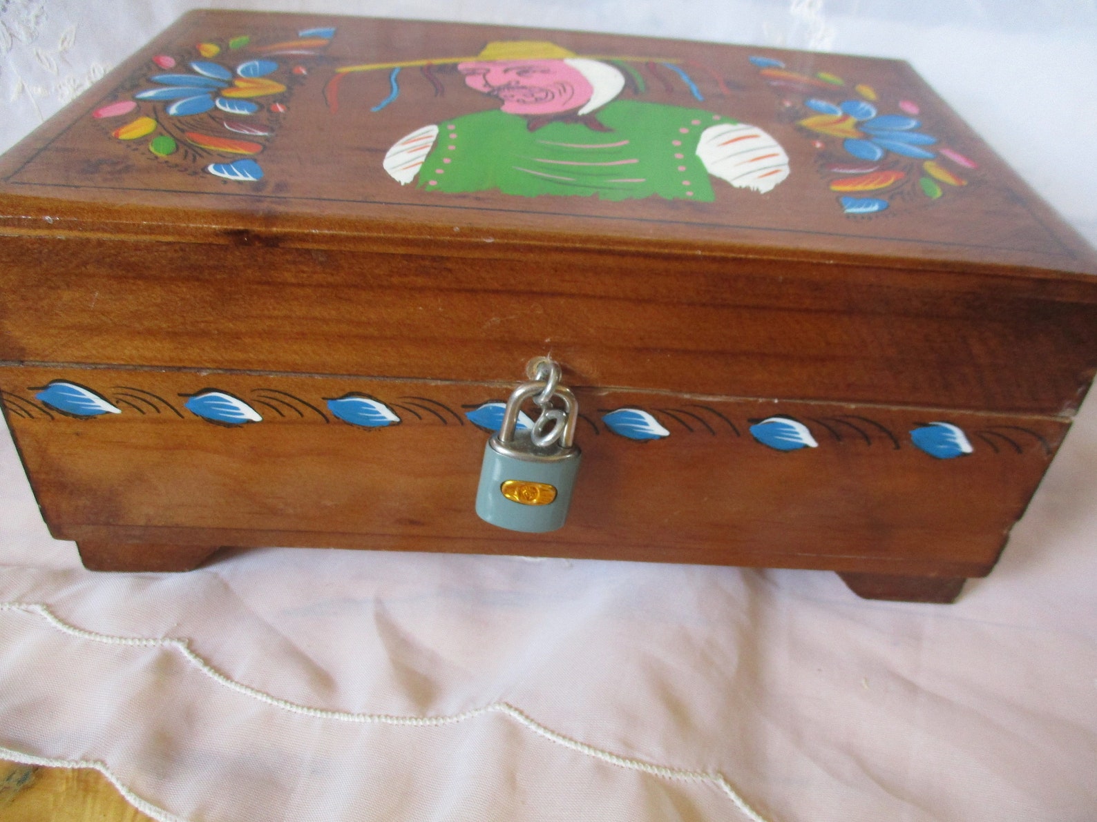 Cultural Painted Wooden Treasure Box Happy Man Painted Box - Etsy