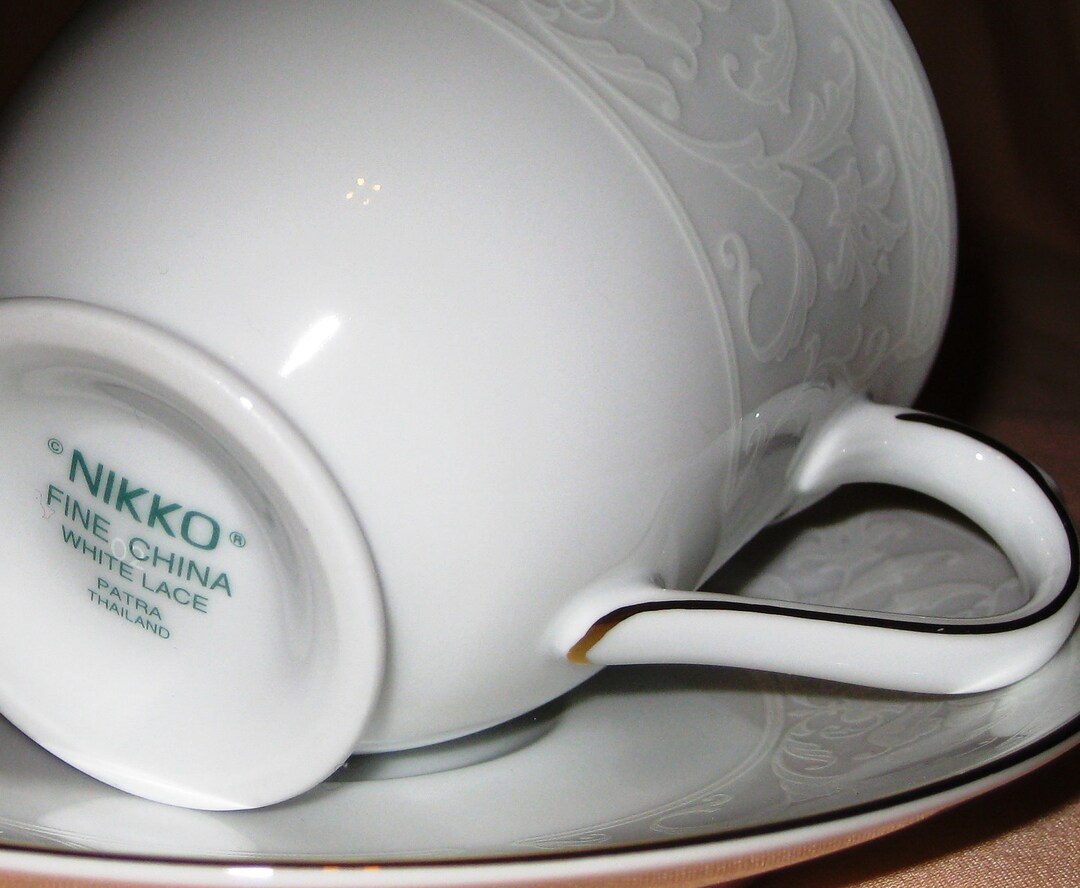 Nikko White Lace Cup and Saucer MINT Condition: 3 Sets - Etsy