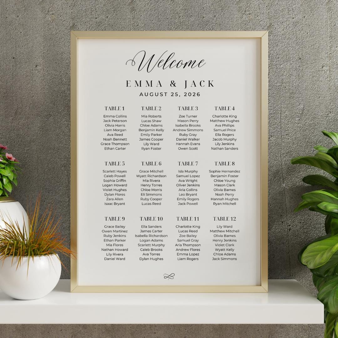 Wedding Seating Chart Editable Wedding Seating Chart Printable Seating ...