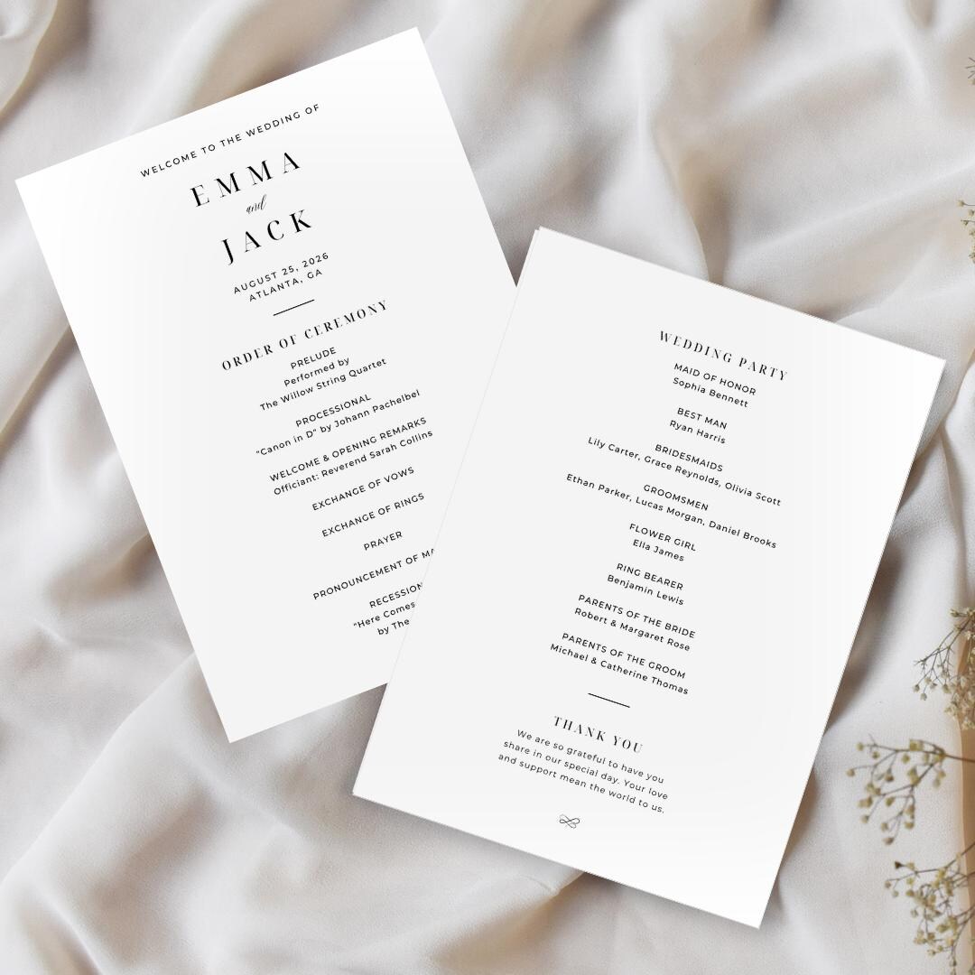 Wedding Program Template Program Wedding Ceremony Program Modern ...