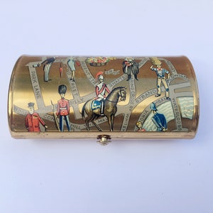 Vintage Kigu Powder Compact Barrel Shape London Street Map Scenes of ...