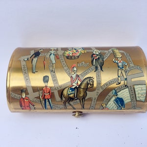 Vintage Kigu Powder Compact Barrel Shape London Street Map Scenes of ...
