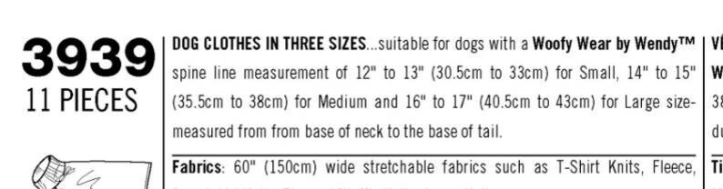 Dog Clothes Sewing Pattern Simplicity 3939 Woofy Wear New and - Etsy