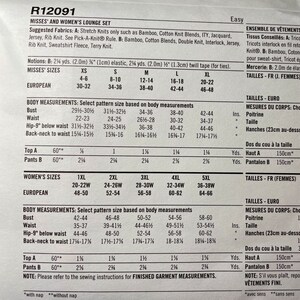 Women’s Lounge Set Sewing Pattern Simplicity S9929/R12091 Sizes 1X-5X ...