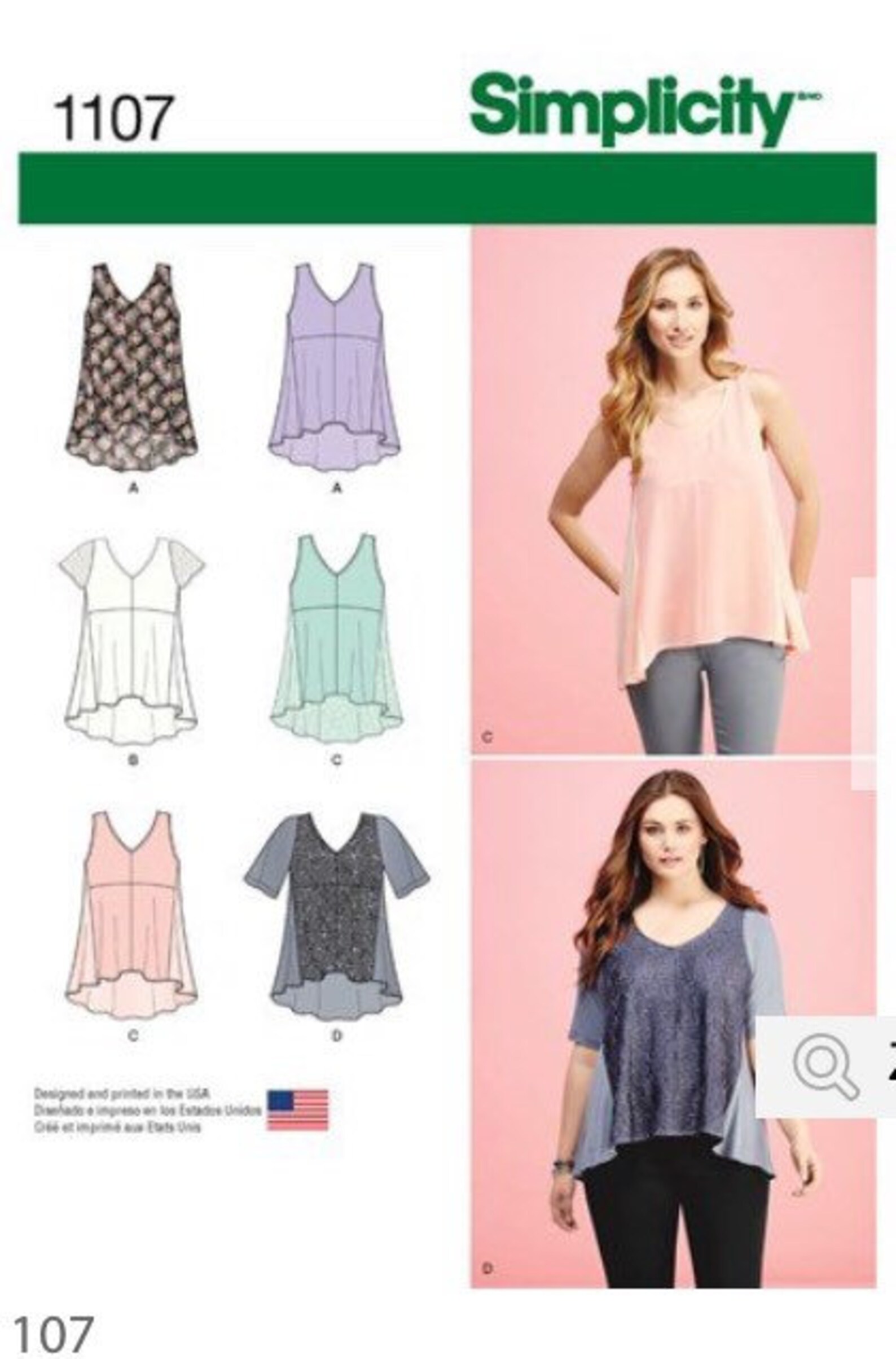 Misses Tops Sewing Pattern Simplicity 1107 Sizes XXS-XXL New and Uncut ...