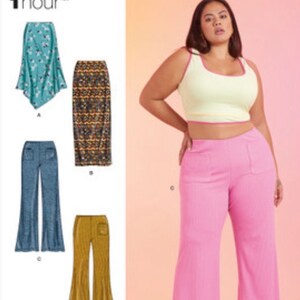 Women’s Plus-size Knit Skirts and Pants Sewing Pattern Simplicity S9752 ...