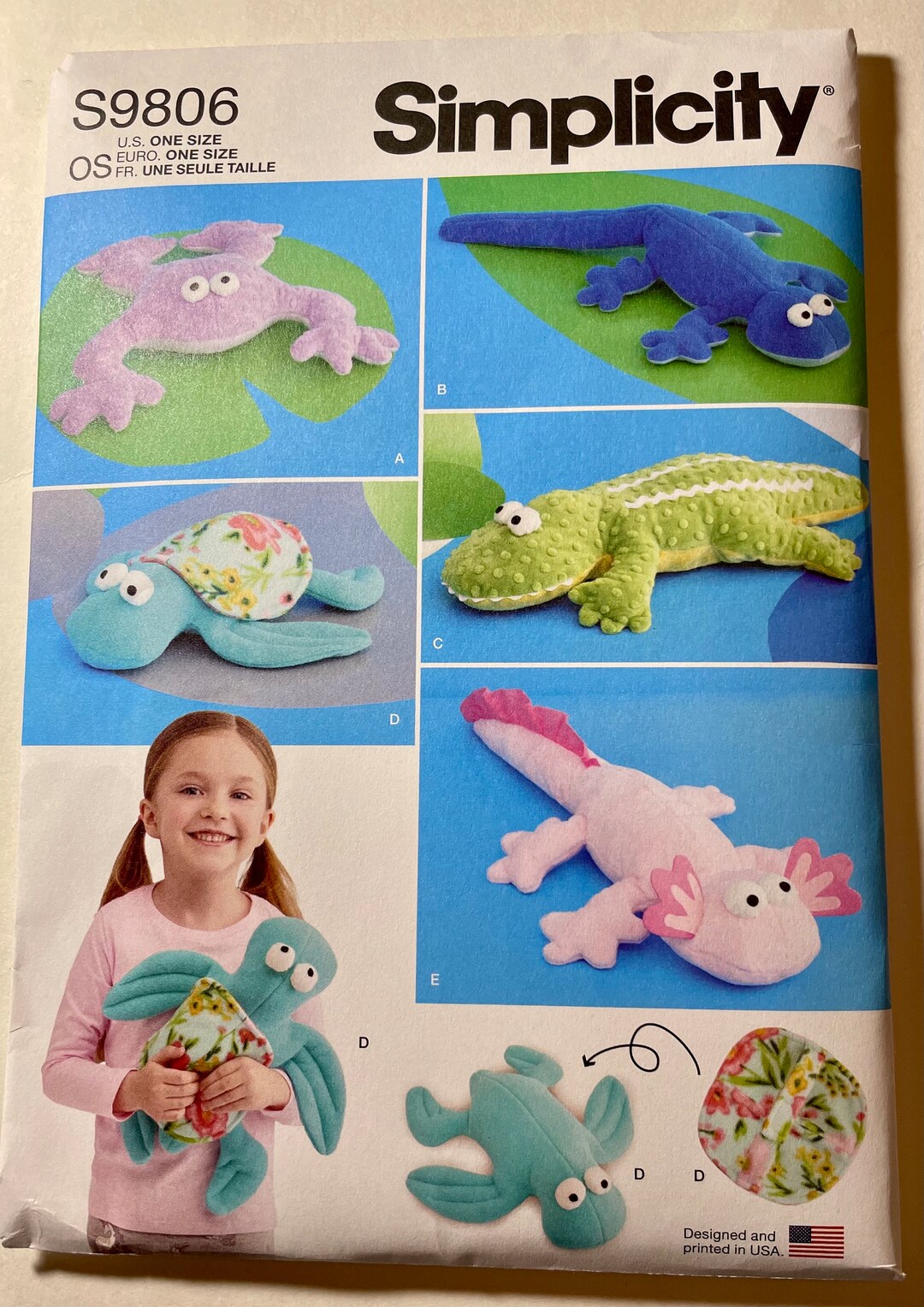 Plush Reptiles Sewing Pattern Simplicity S9806 Frog, Lizard, Alligator ...