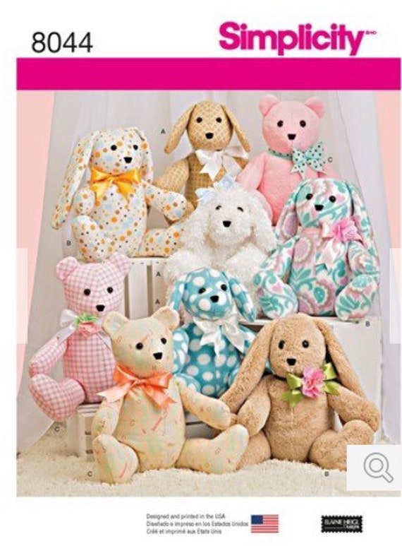 Plushie Sewing Pattern Bunny Bear Dog Simplicity 8044 New - Etsy