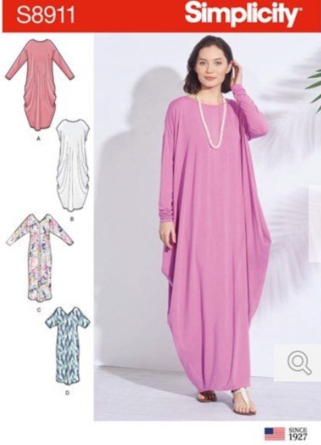 Caftan Sewing Pattern Simplicity S8911 Misses' Knit Caftans Sizes XXS ...