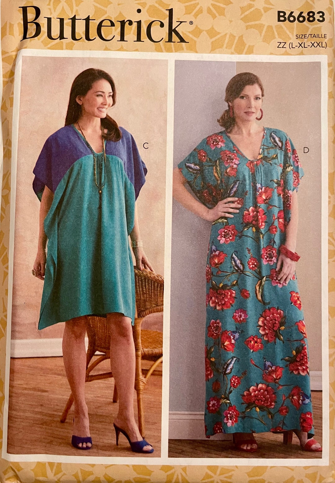 Tunic and Caftan Sewing Patterns Butterick B6683 Sizes L-XXL New and ...