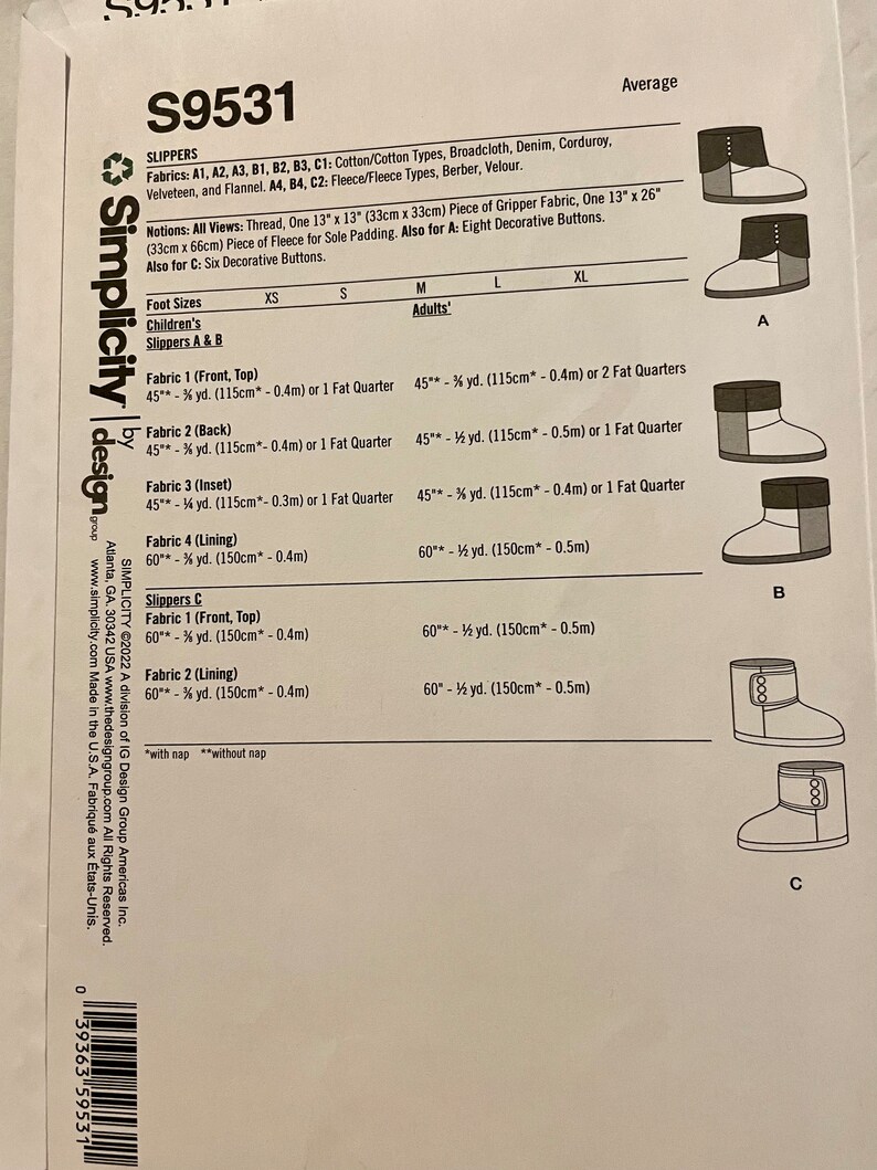 House Slippers Pattern Sewing Pattern Simplicity S9531 Sizes - Etsy