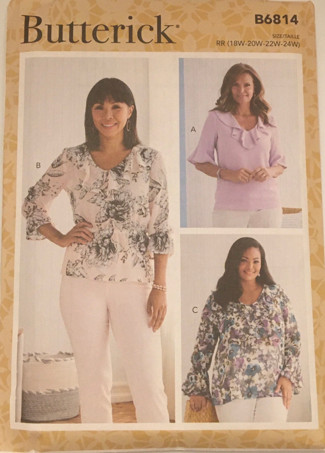 Womens Tops Sewing Pattern Plus-size Butterick B6814 Sizes | Etsy