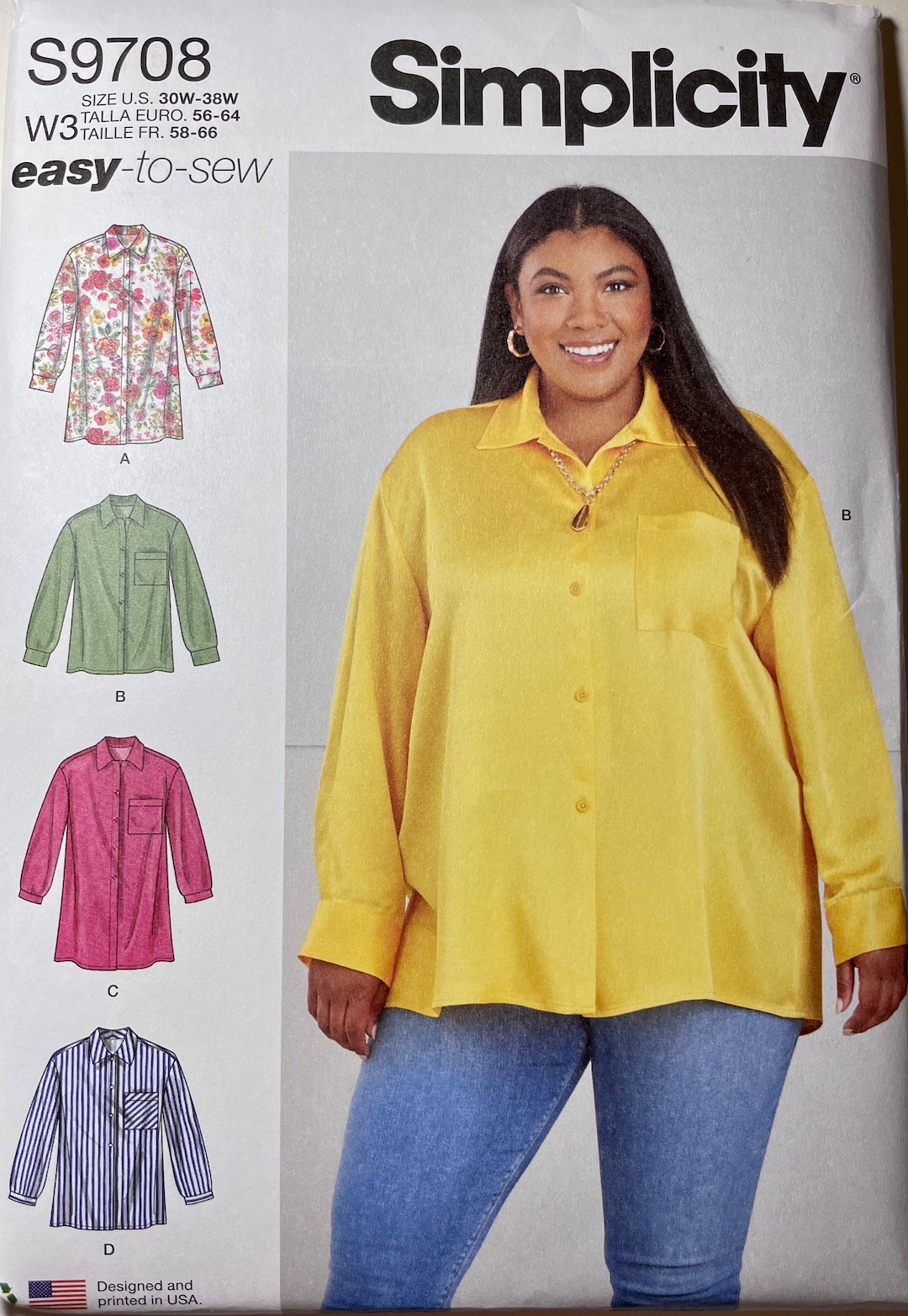 Women’s Shirts Sewing Pattern Simplicity S9708 Sizes 30W-38W - Etsy