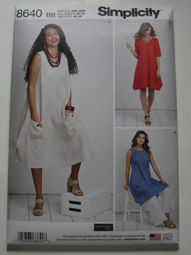 Plus-size Dress Tunic Sewing Pattern Simplicity S8640 Sizes | Etsy