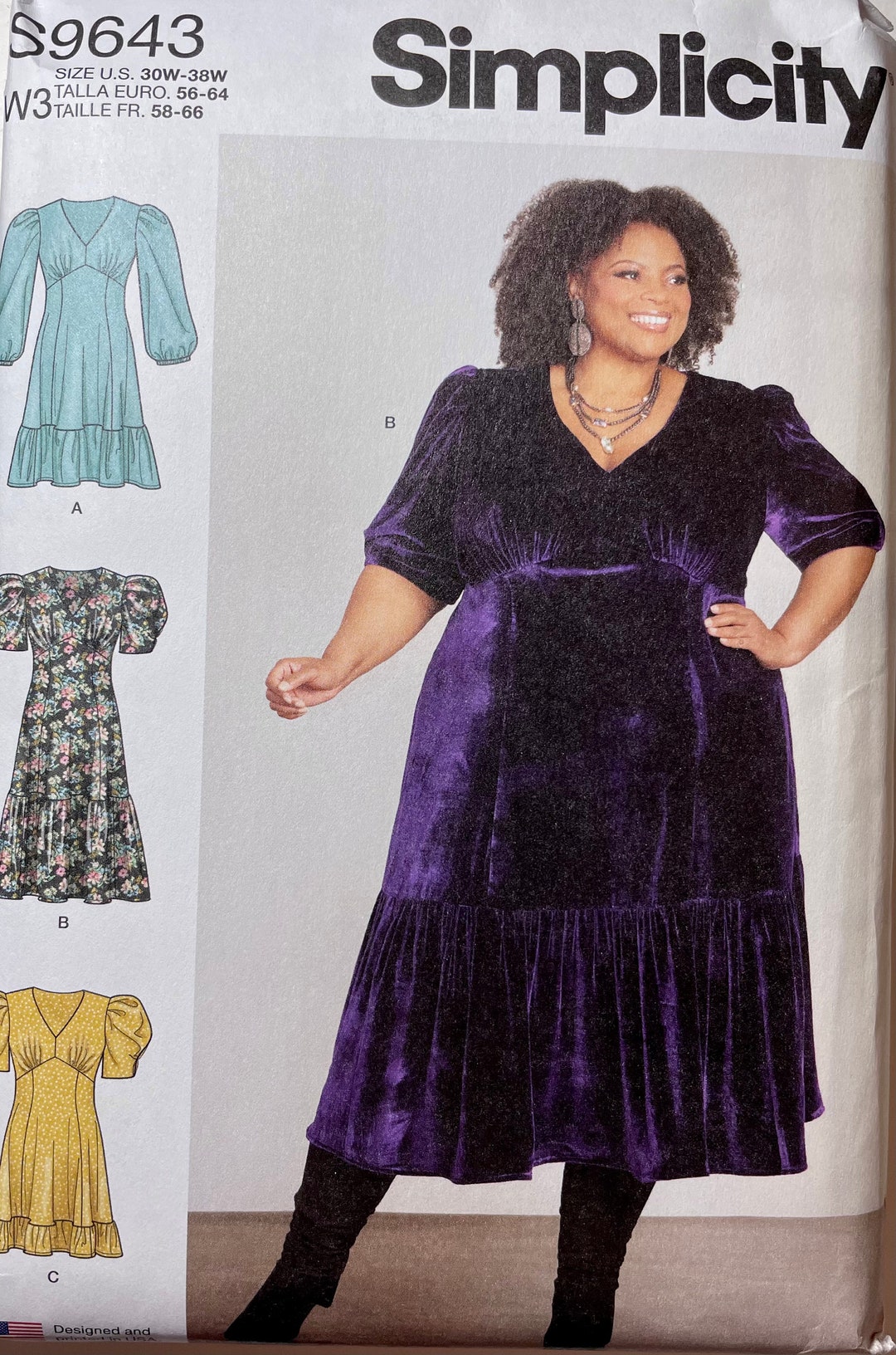 Women’s Plus-size Dresses Sewing Pattern S9643 Sizes 30W-38W New - Etsy