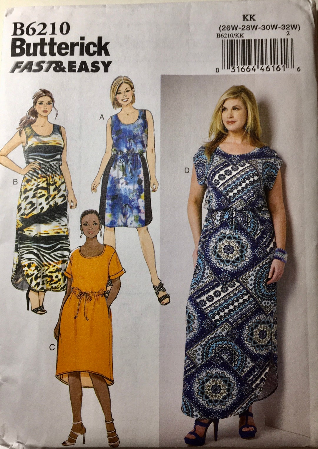 Women’s Dresses Sewing Pattern Butterick B6210 Plus-size 26W-32W New ...