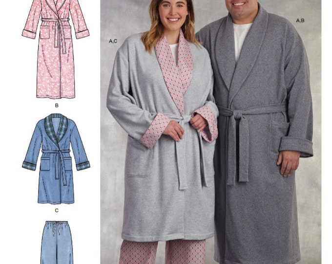 Sewing Pattern for Men and Women’s Robes and Pull on Pants Simplicity ...