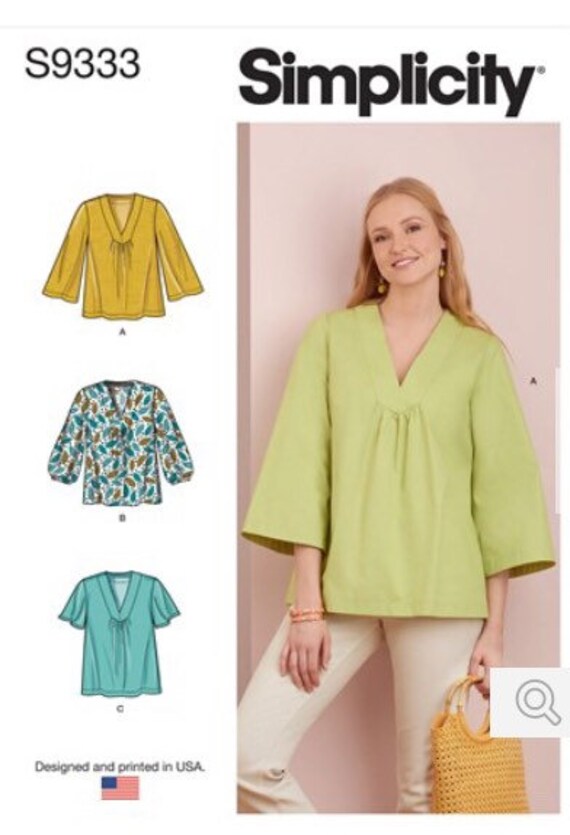 Misses Top Sewing Pattern Simplicity S9333 Top With Sleeve - Etsy
